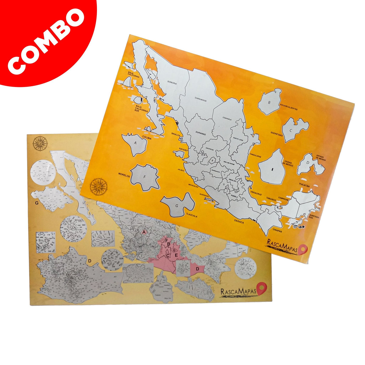 Mapa rascable de Municipios + Mapa rascable de Estados COMBO - Rasca Mapas