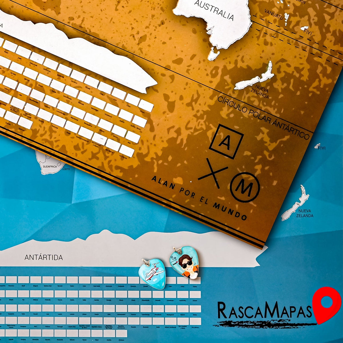 Mapa del mundo + Mapa de Alan por el Mundo - Rasca Mapas